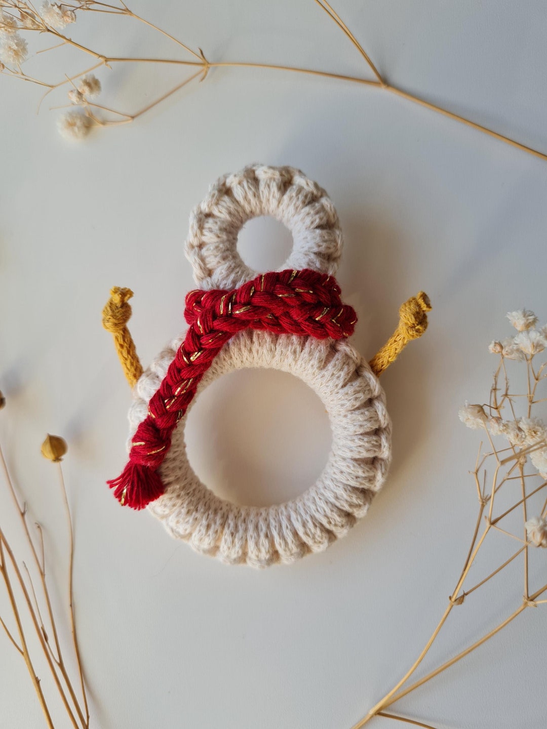 Christmas Macrame Snowman - Macrame Snowman Wall Hanging - Vintage ...