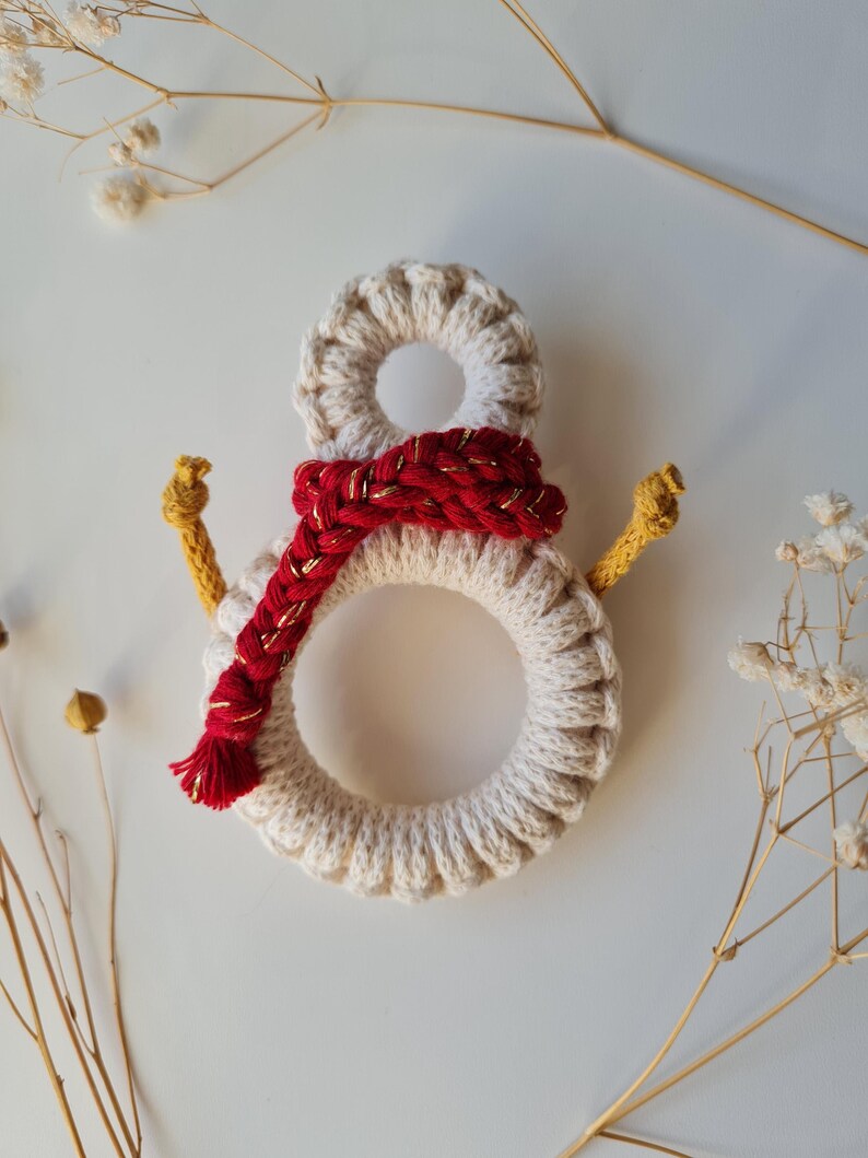 Christmas Macrame Snowman - Macrame Snowman Wall Hanging - Vintage ...