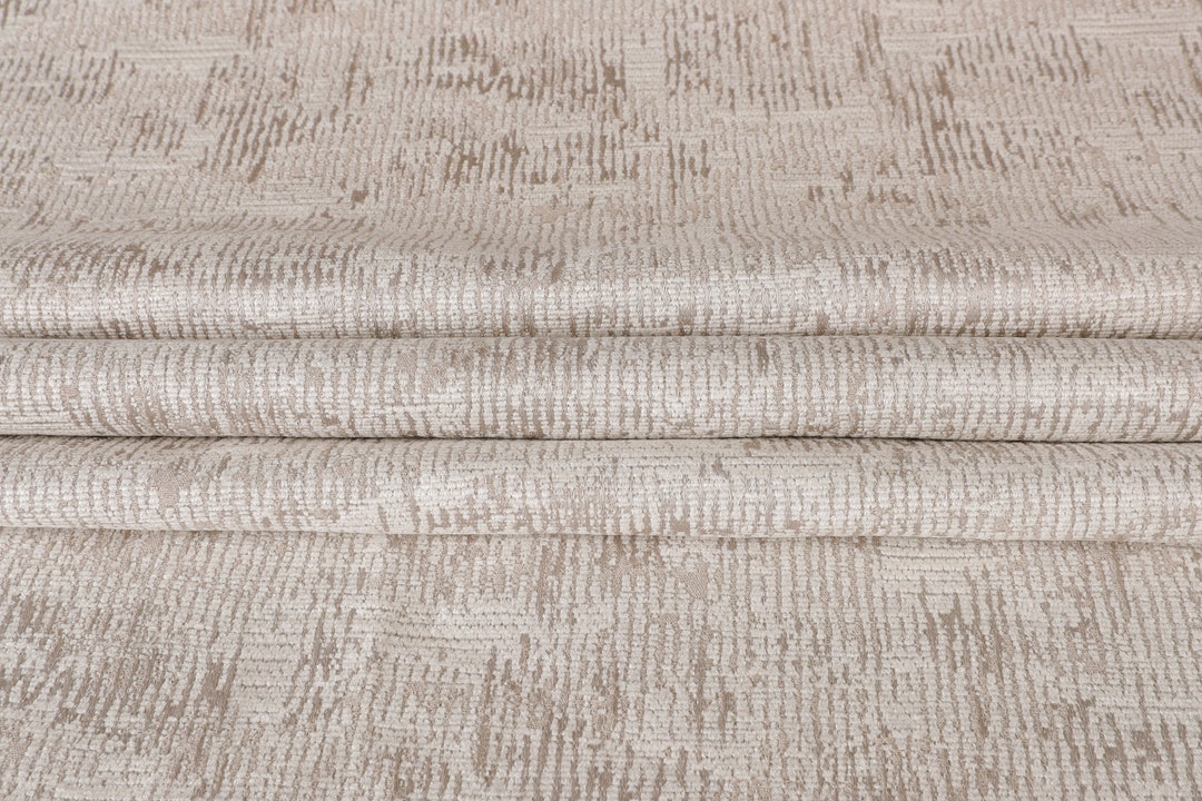 Creamy White Striated Chenille Upholstery Fabric by the Yard - for Home ...