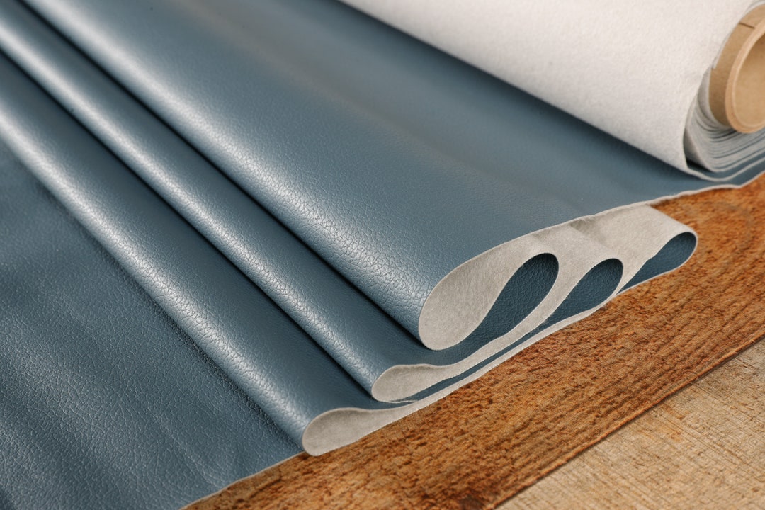 Jean Blue Faux Leather Fabric, Upholstery Fabric by the Yard-for Home ...