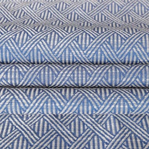 Blue and White Weaving Pattern Upholstery Fabric by the Yard - for Home ...