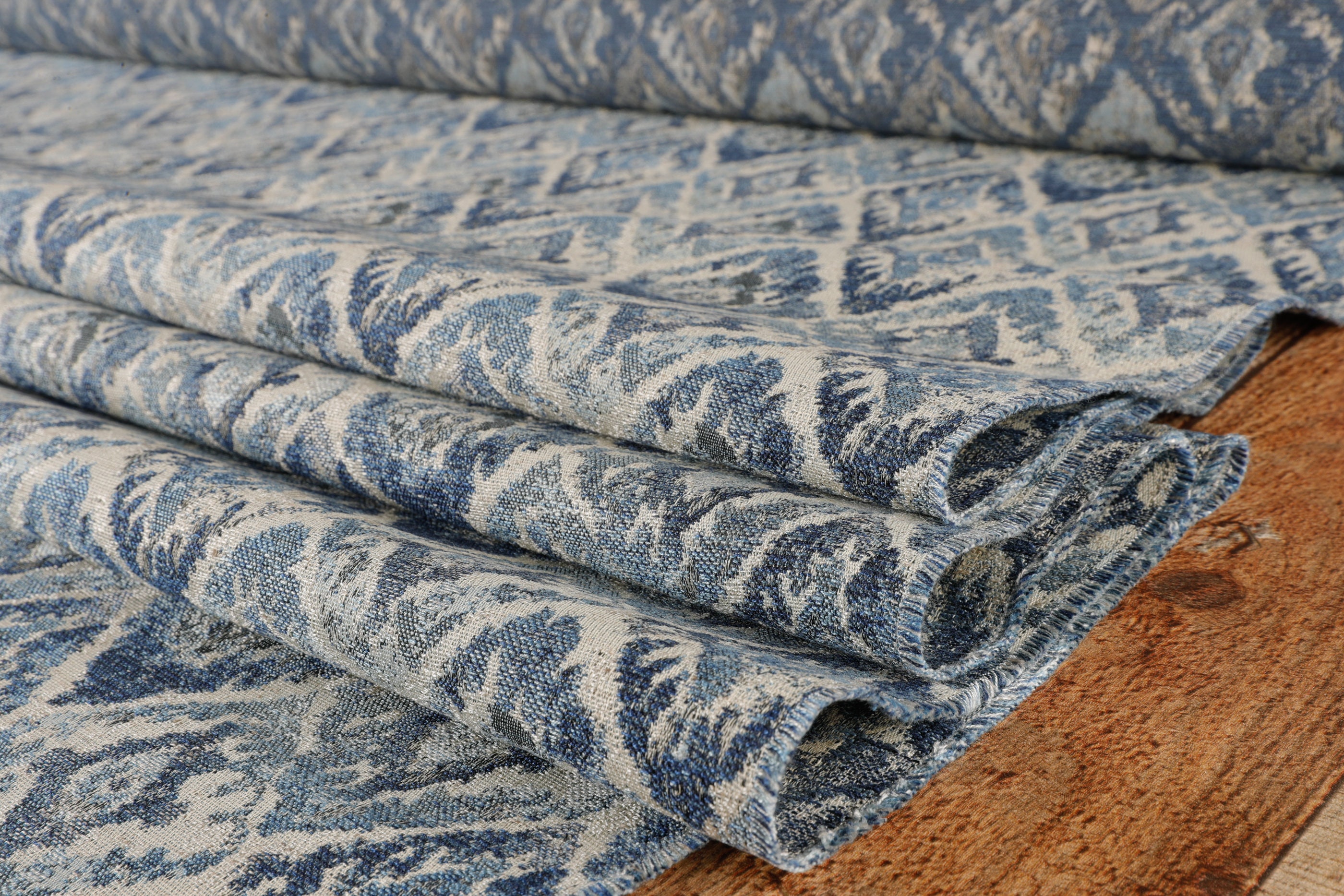 Navy and Light Blue Diamonds Designer Upholstery Fabric by the - Etsy