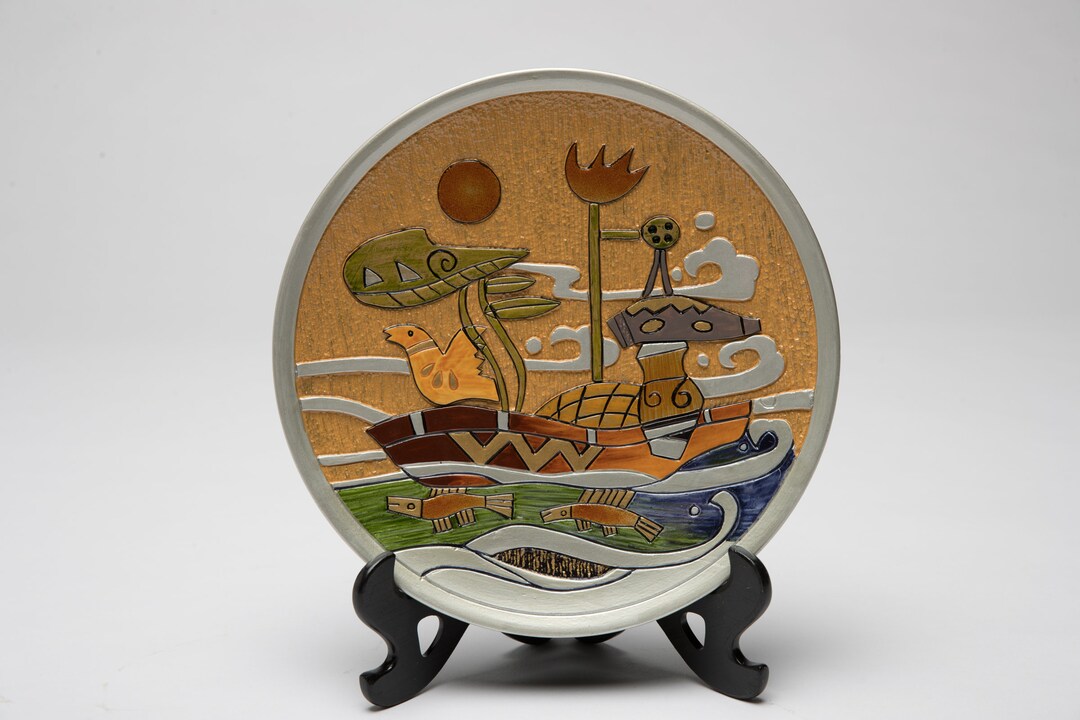 Riverboat-ceramic Plate for Home Deco, Ceramic Art Plate, Gift for Her ...