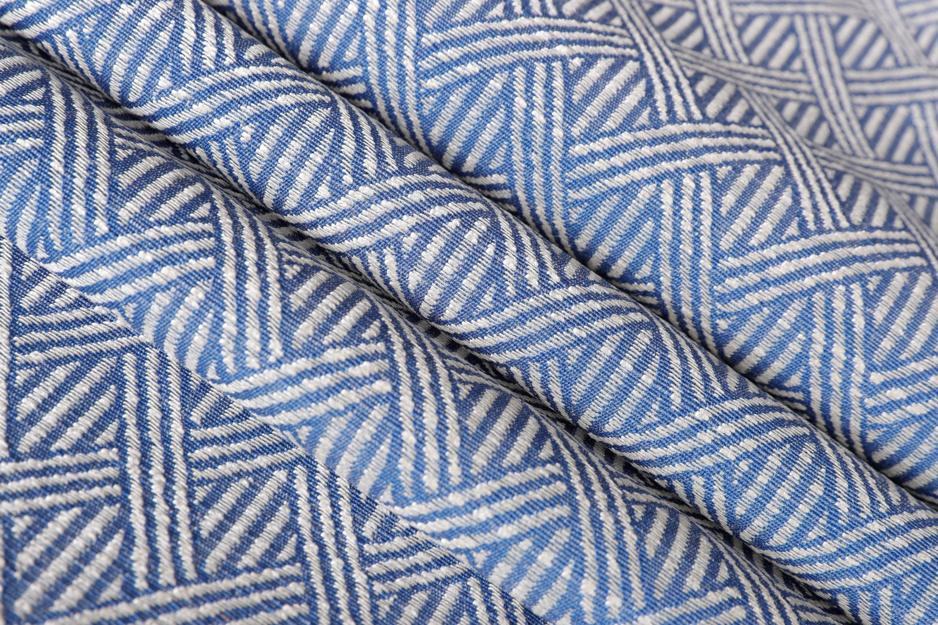 Blue and White Weaving Pattern Upholstery Fabric by the Yard - for Home ...
