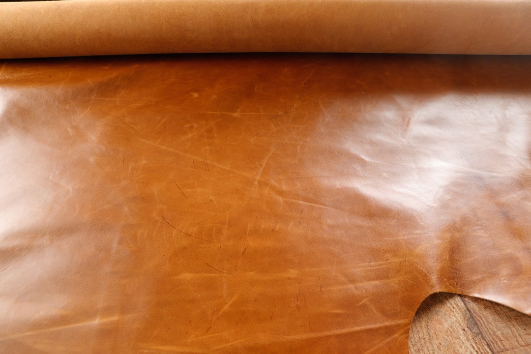 Premium Full Grain Pure Aniline Pull up Cowhide Wheat Brown Leather ...