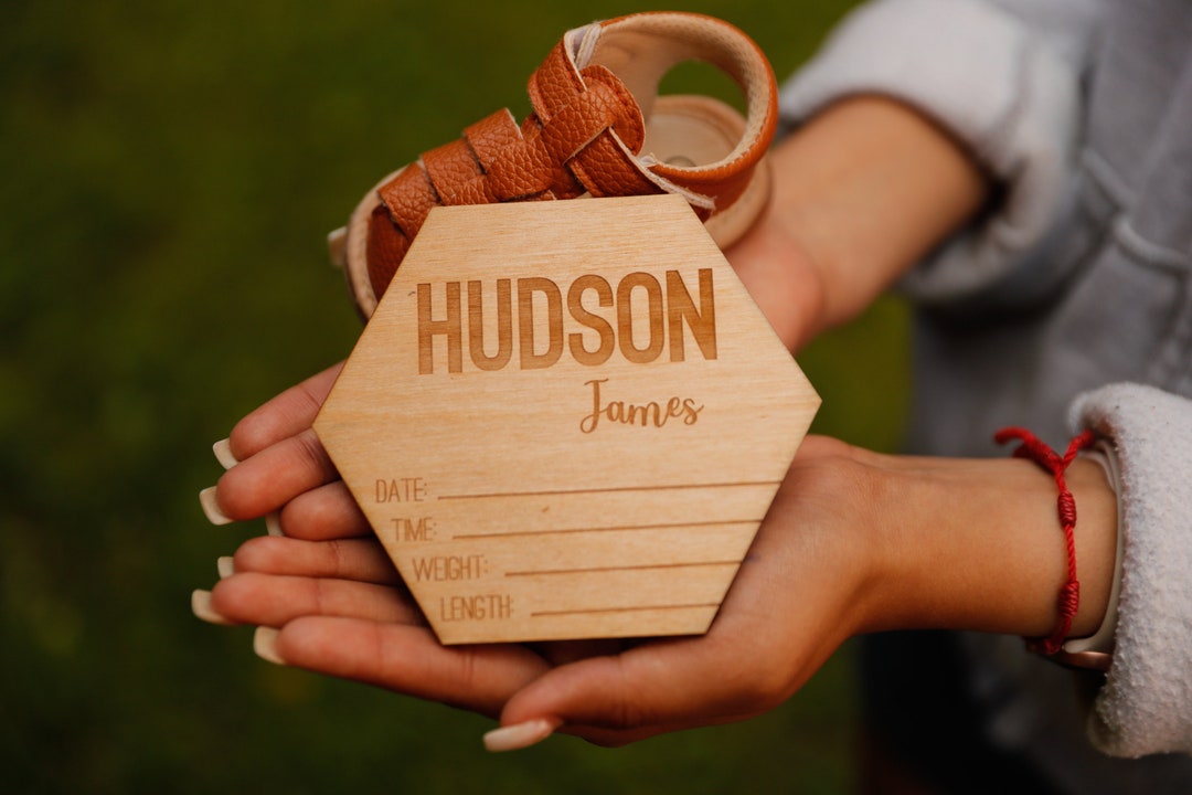 Beloved Baby Name Announcement Sign With Birth Stats, Premium Wood Sign ...