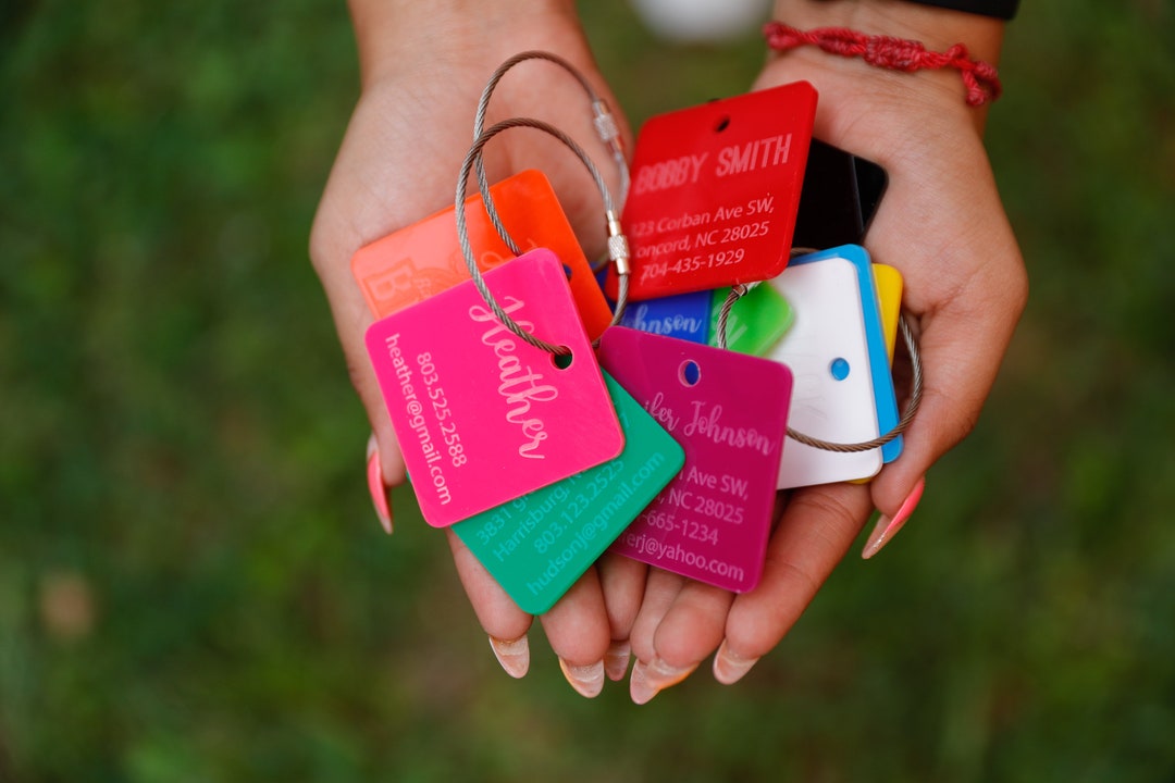 Premium Backpack Name Tags Personalized, Customized Luggage Name Tags ...