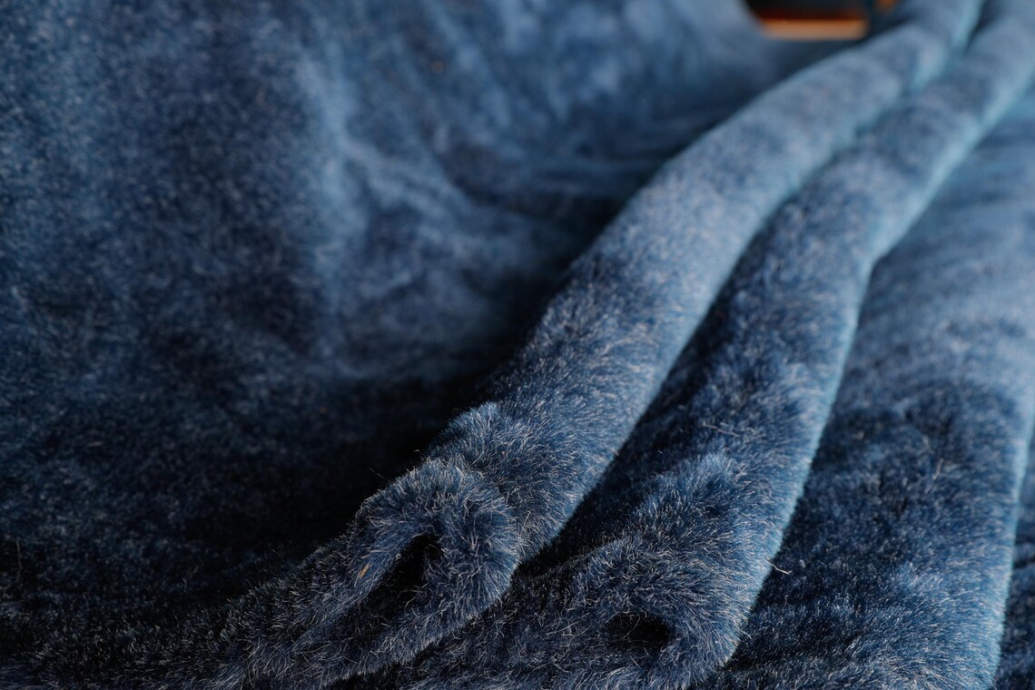 Premium Soft Bear Navy Blue Fur Upholstery Fabric by the Yard-for Home ...