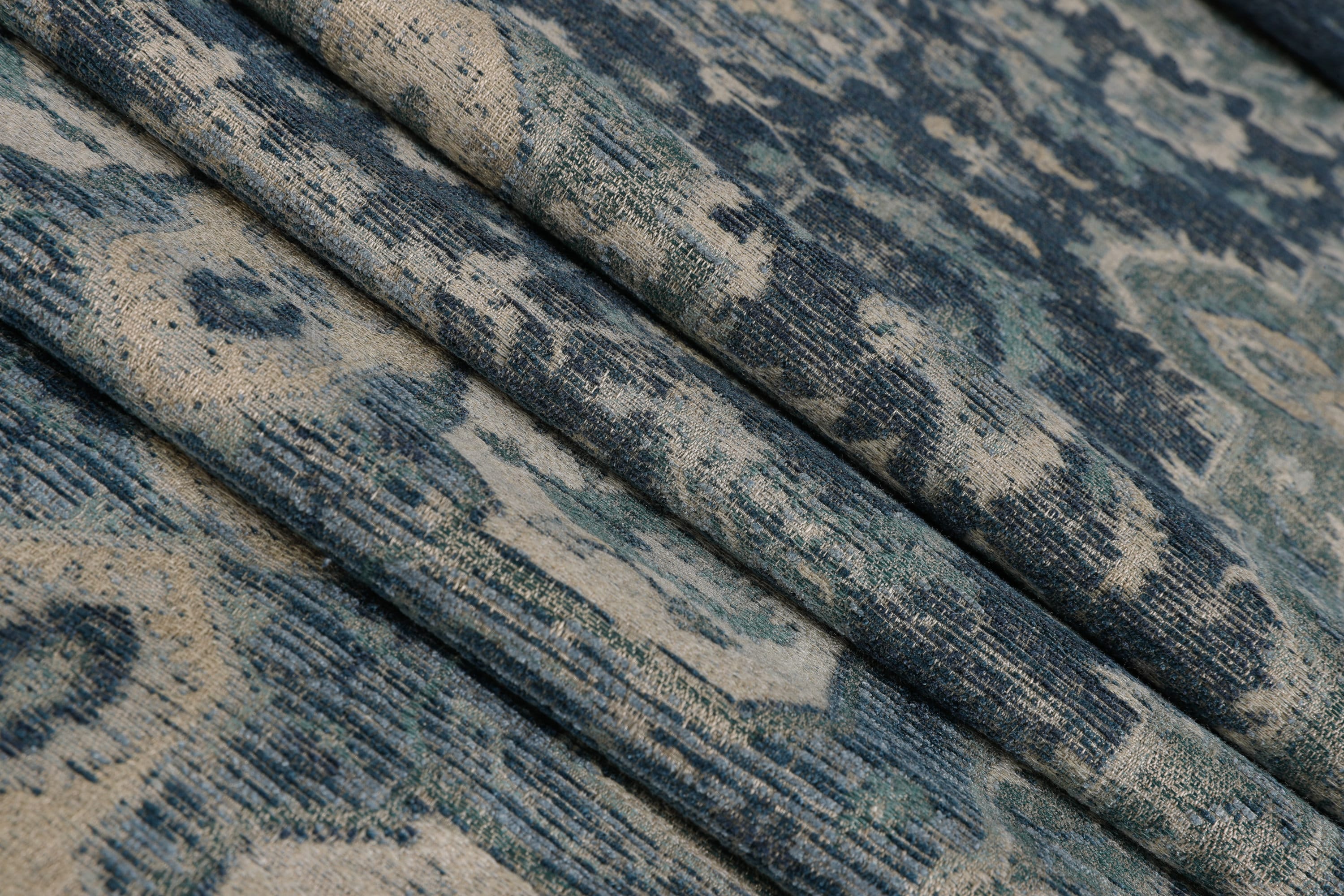 Blue and White Geometric Patterned Upholstery Fabric by the Yard-for ...