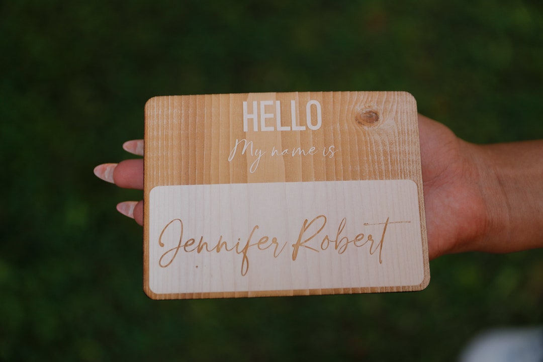 Hello My Name is Baby Name Announcement Sign, Premium Solid Wood Baby ...