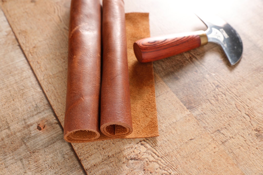 Premium Italian Full Grain Aniline Plus Tumbled Leather Sheets, Pull-up ...