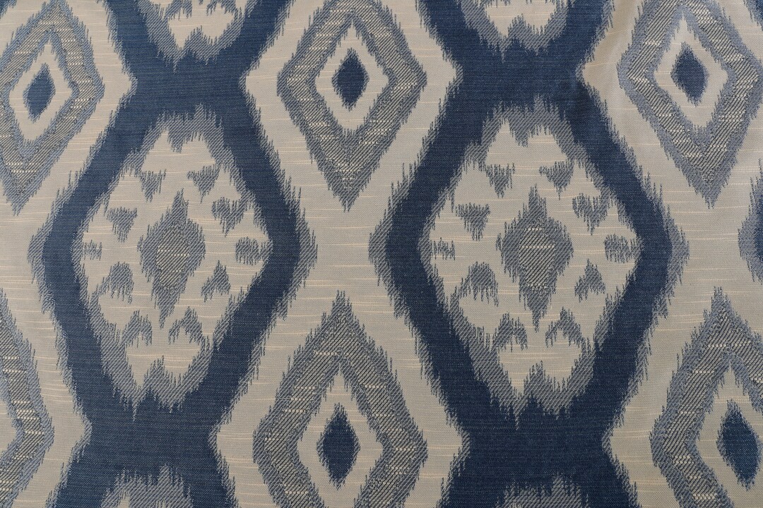 Designer Quality Blue and White Diamond Patterned Fabric by the Yard ...