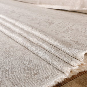 Creamy White Striated Chenille Upholstery Fabric by the Yard - for Home ...
