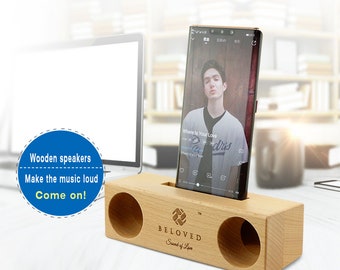 Wooden Passive Amplifier and Smartphone Stand, Walnut and Maple, Wooden ...