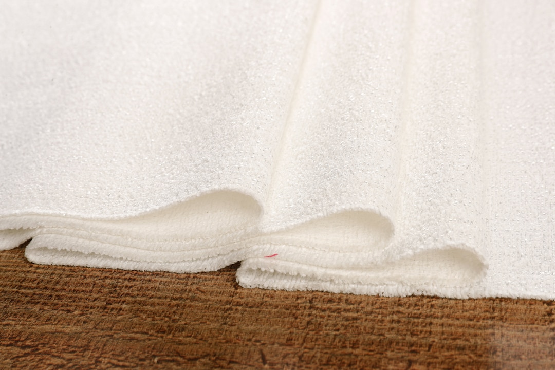 Soft White Woven Chenille Upholstery Fabric by the Yard - for Home ...