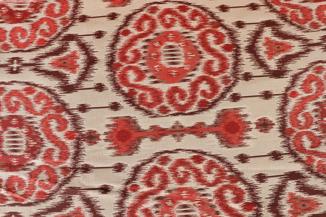Maroon and Brown Arabesque Pattern Upholstery Fabric by the Yard-for ...
