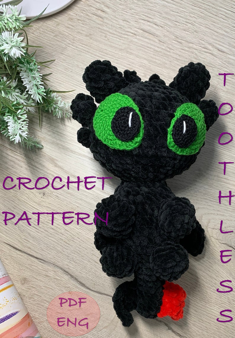 Toothless and Light Fury Amigurumi Crochet Pattern (PDF)A, Crochet Doll ...