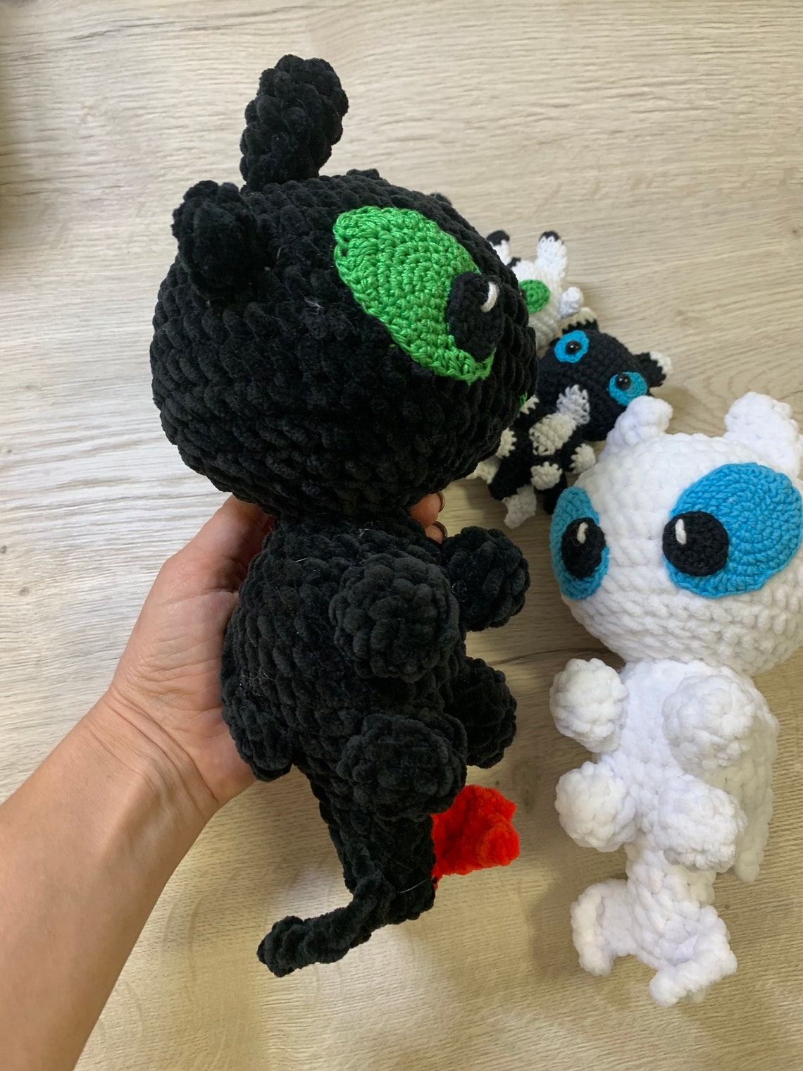 Toothless and Light Fury Amigurumi Crochet Pattern (PDF)A, Crochet Doll ...