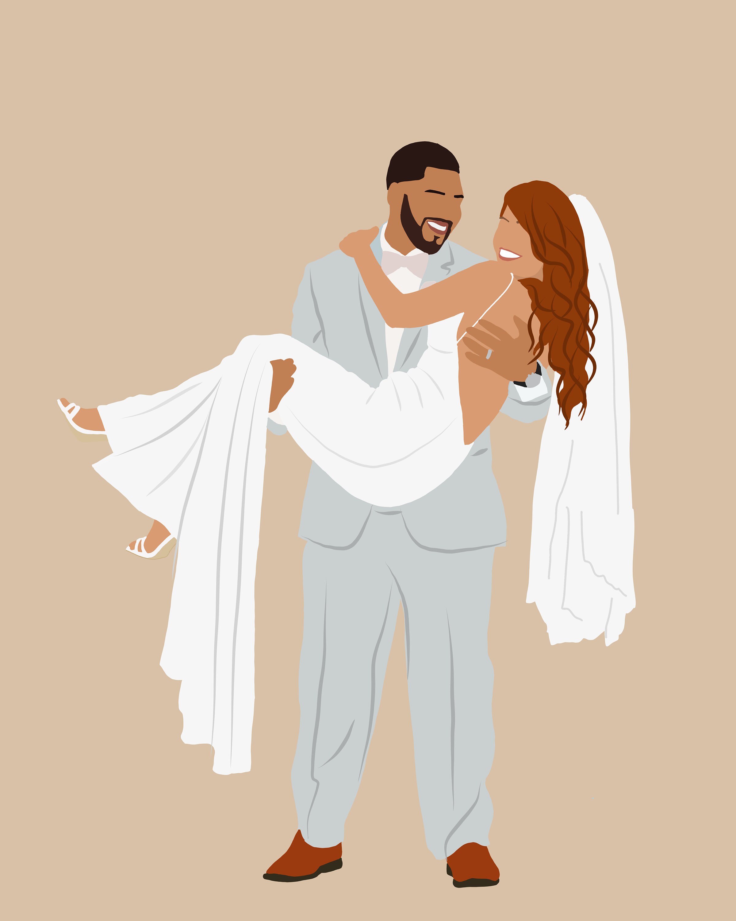 Custom Minimal Faceless Wedding Portrait Digital Portrait - Etsy