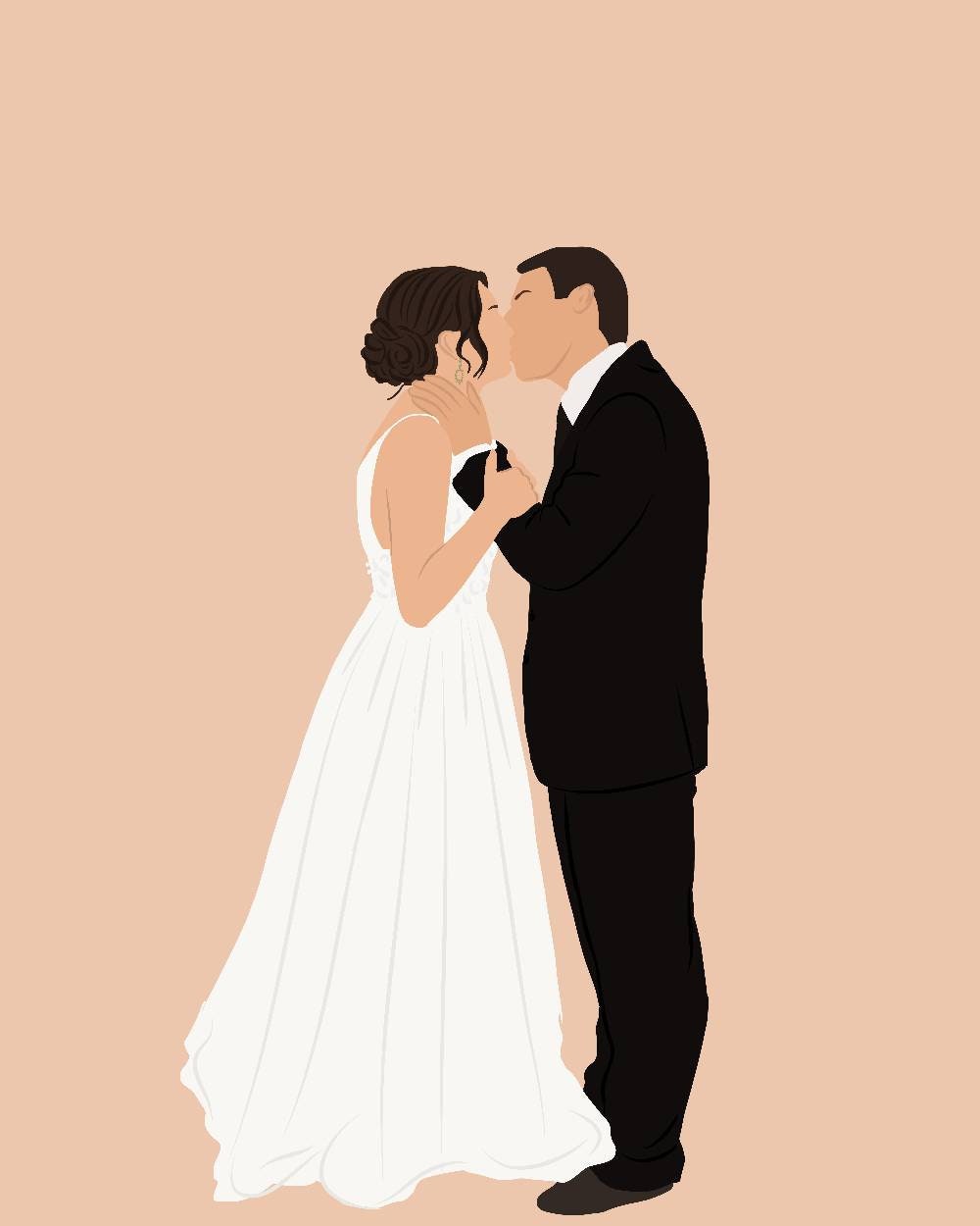 Custom Minimal Faceless Wedding Portrait Digital Portrait - Etsy