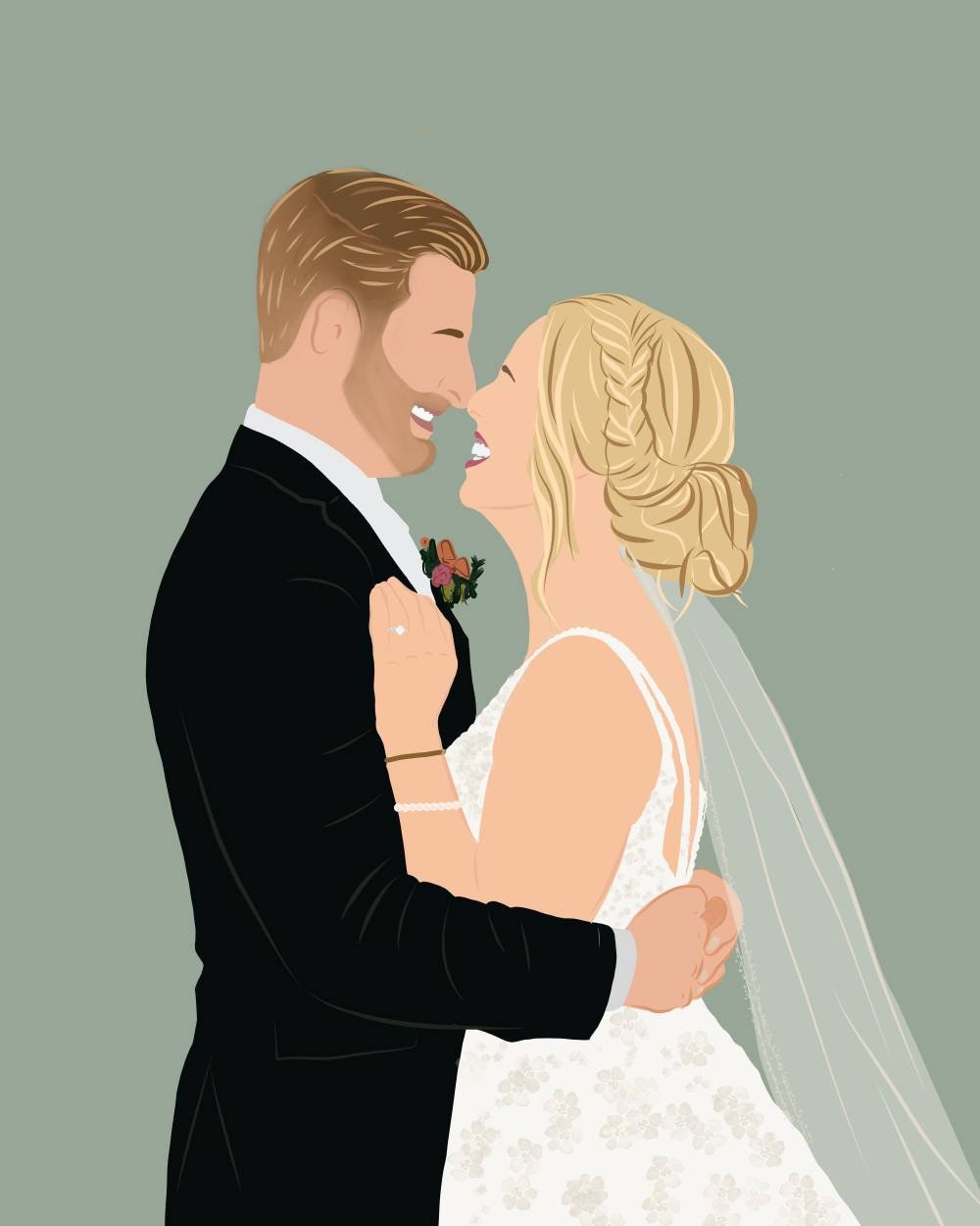 Custom Minimal Faceless Wedding Portrait Digital Portrait - Etsy
