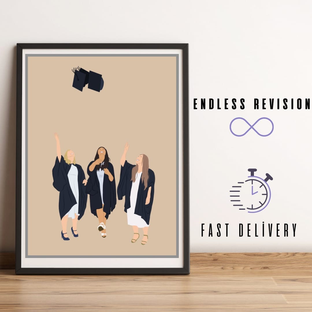 Personalised Digital Portrait, Graduation Draw, Faceless Digital Art ...