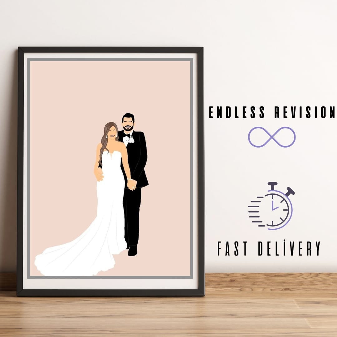 Custom Minimal Faceless Wedding Portrait, Digital Portrait, Asap ...