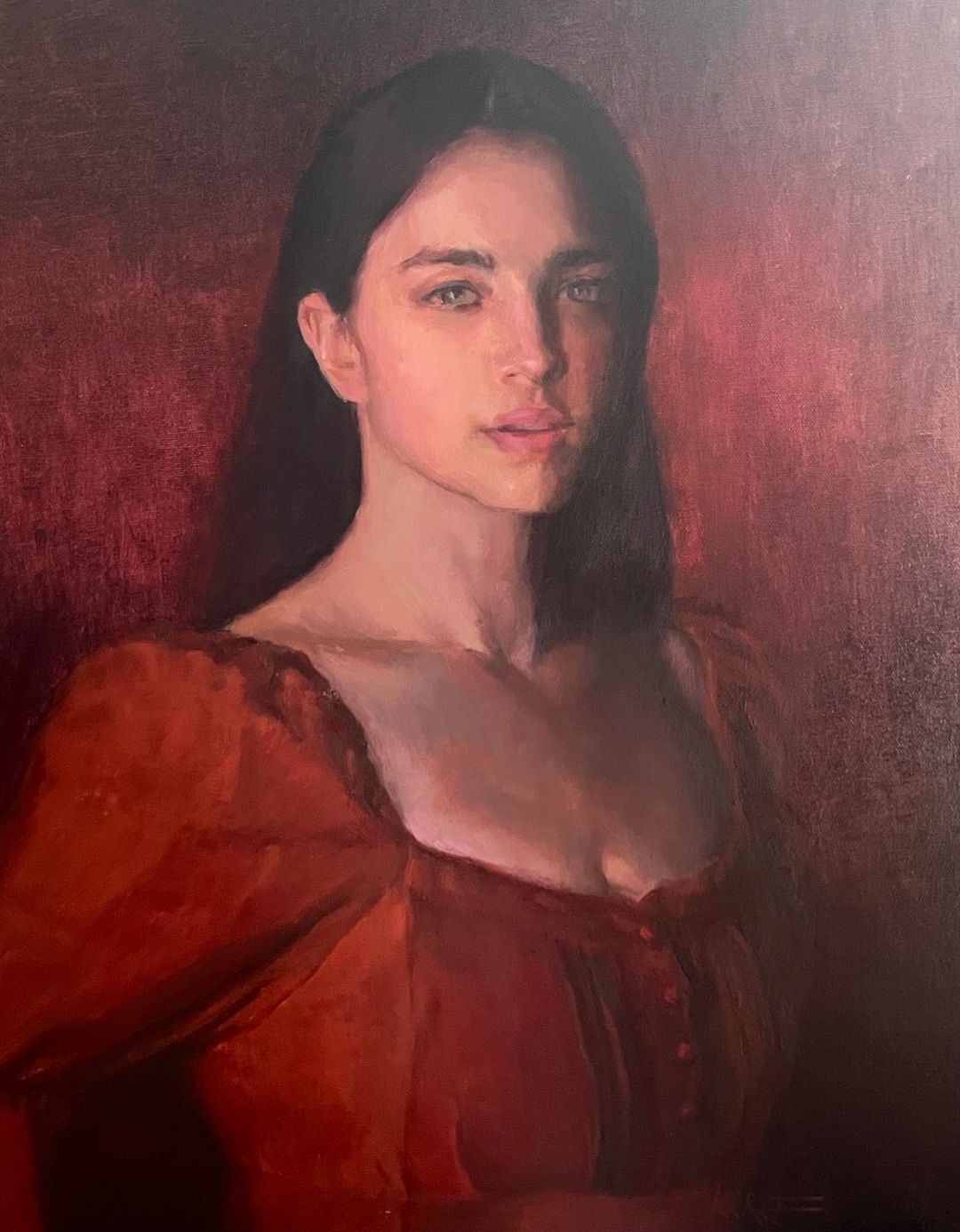 Woman in Red Dress Oil Painting Woman Original Painting on Stretched ...