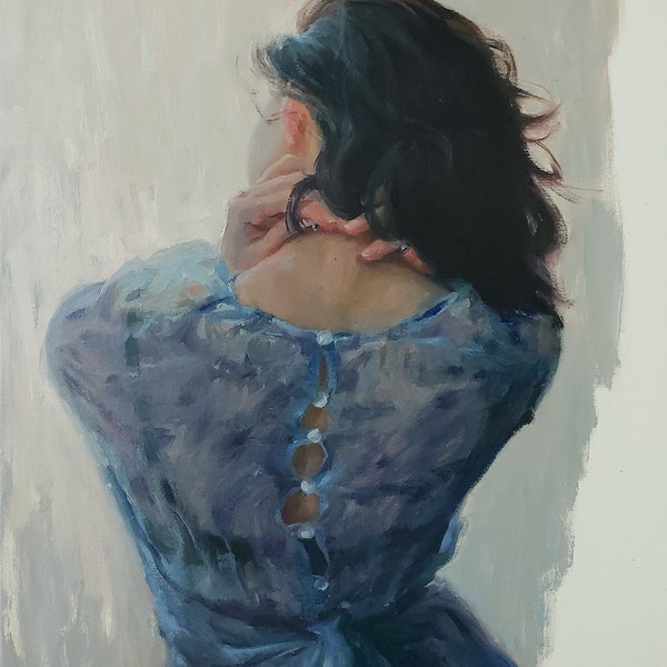 Blue Dress Painting - Etsy