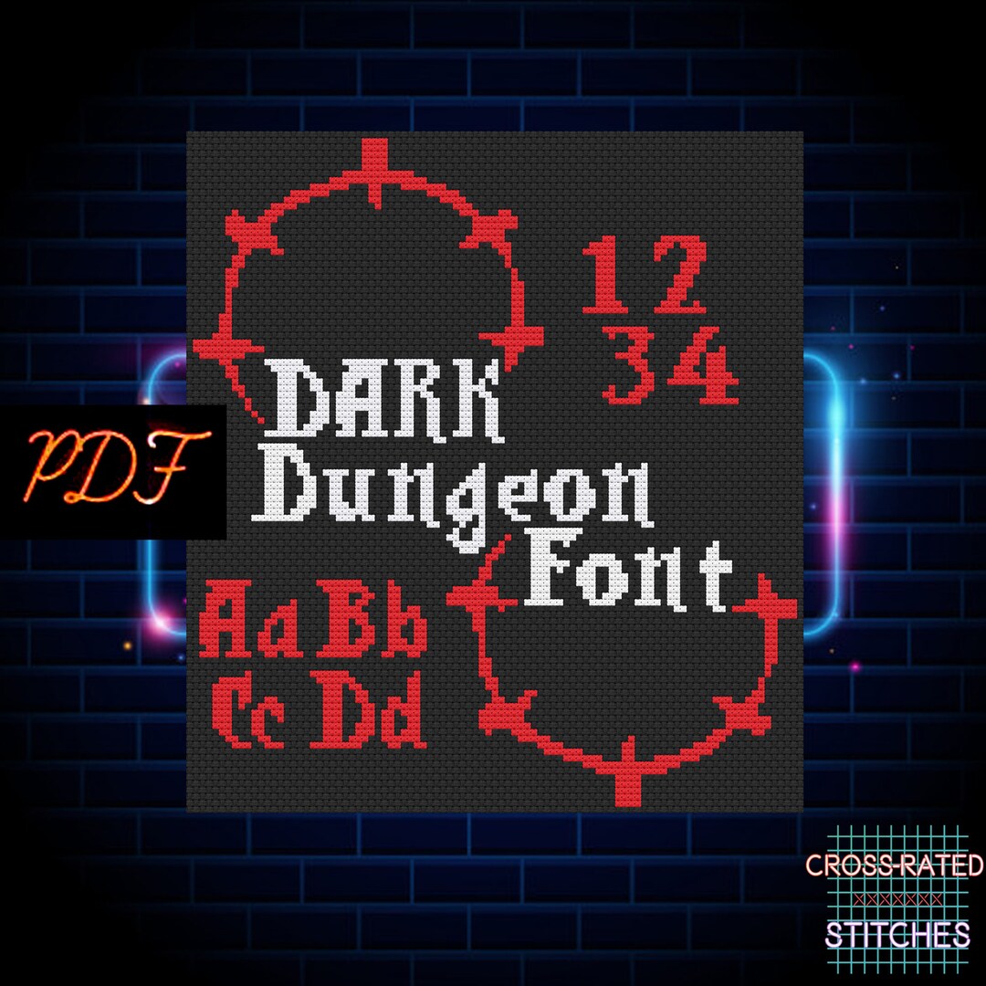 Dark Dungeon Font Goth Darkest Gamer Geek Alphabet Gothic Lovecraft ...