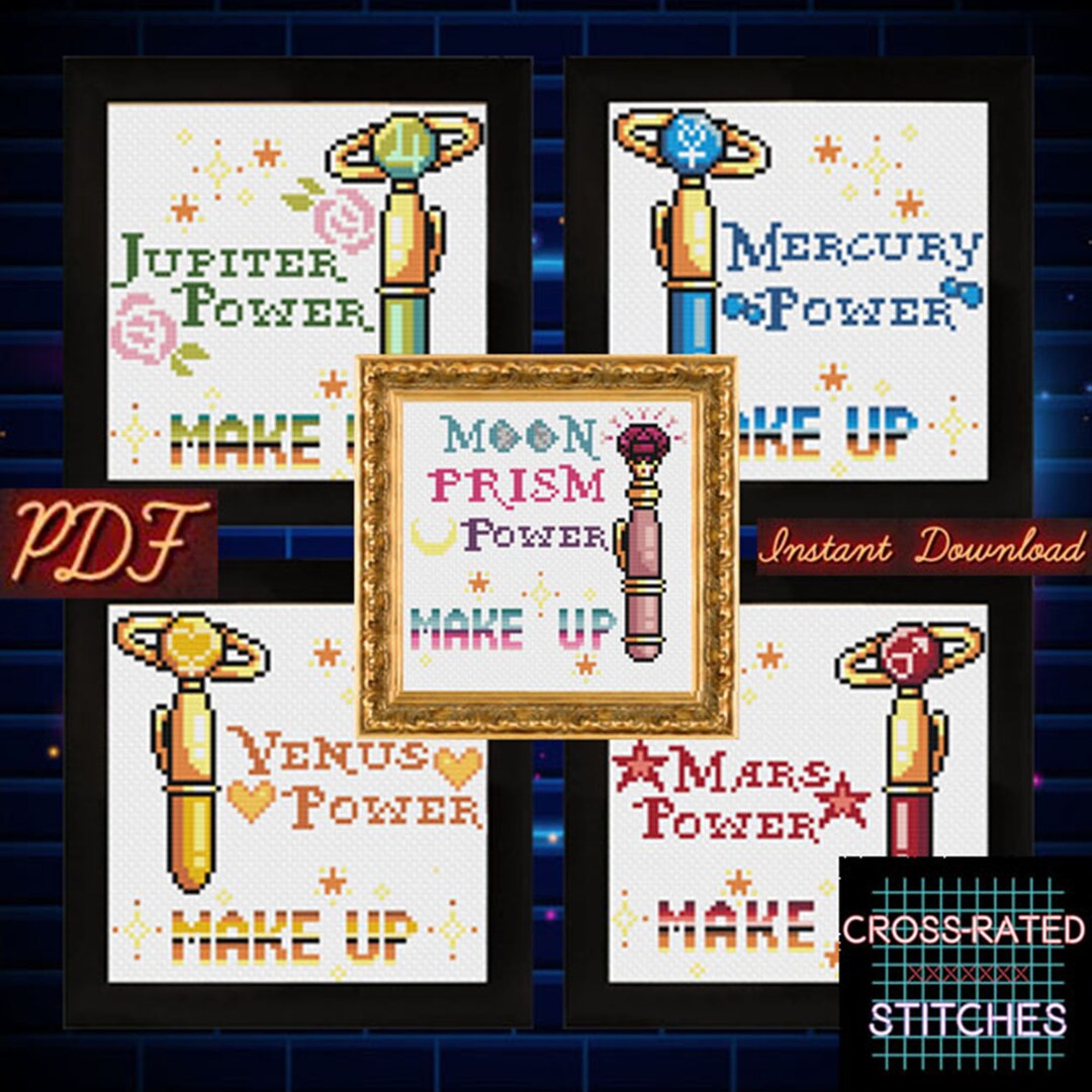Five Sailor Moon Pattern Bundle - Transformation Pens Make up Power ...