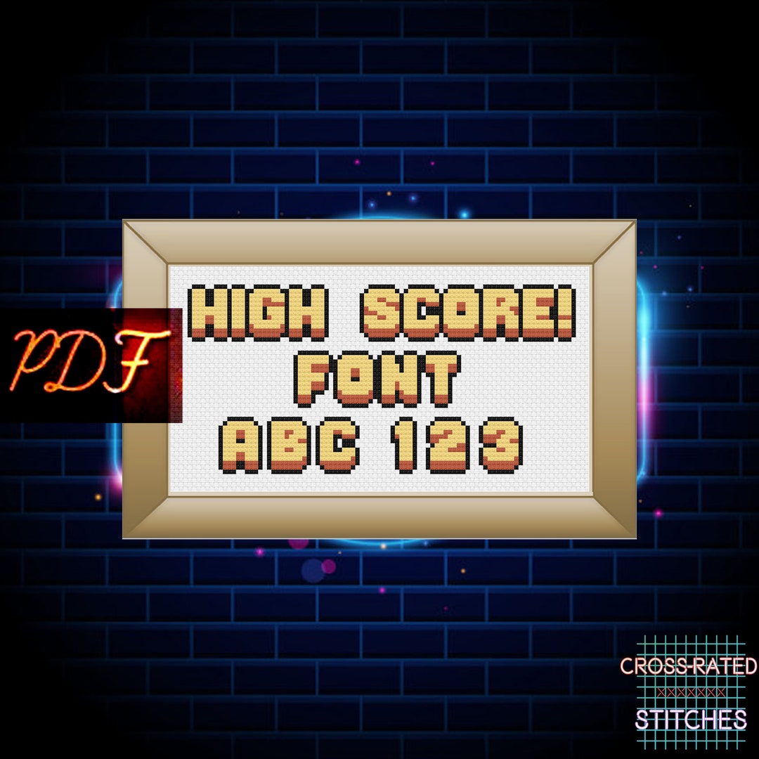 High Score! Font Pixel Art Retro Video Game Arcade Alphabet Old School ...