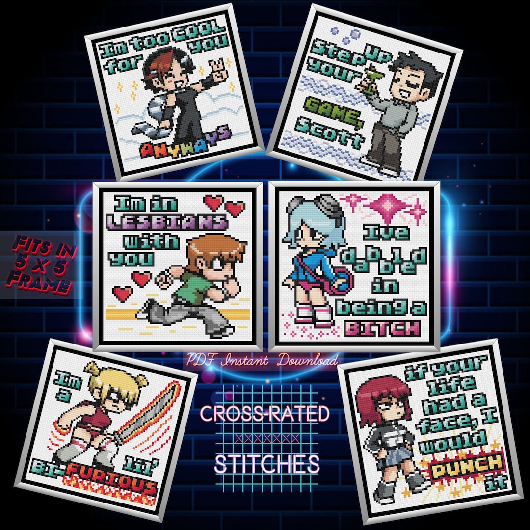 Scott Pilgrim Sprites Bundle: Geek Video Games 8-bit Ramona Flowers ...