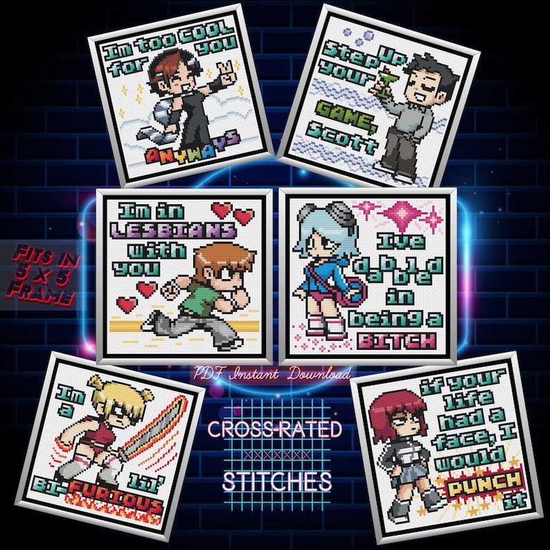 Scott Pilgrim Sprites Bundle: Geek Video Games 8-bit Ramona Flowers ...