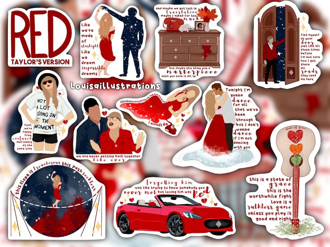 Taylor Inspired Red Kiss Cut Vinyl Stickers | Weatherproof, Laminated ...