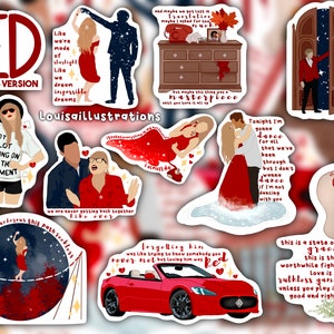 Taylor Inspired Red Kiss Cut Vinyl Stickers | Weatherproof, Laminated ...