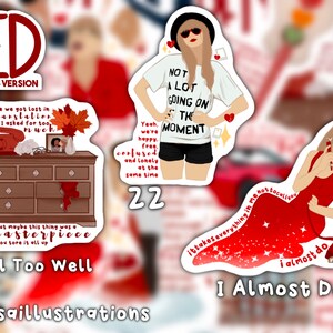 Taylor Inspired Red Kiss Cut Vinyl Stickers | Weatherproof, Laminated ...