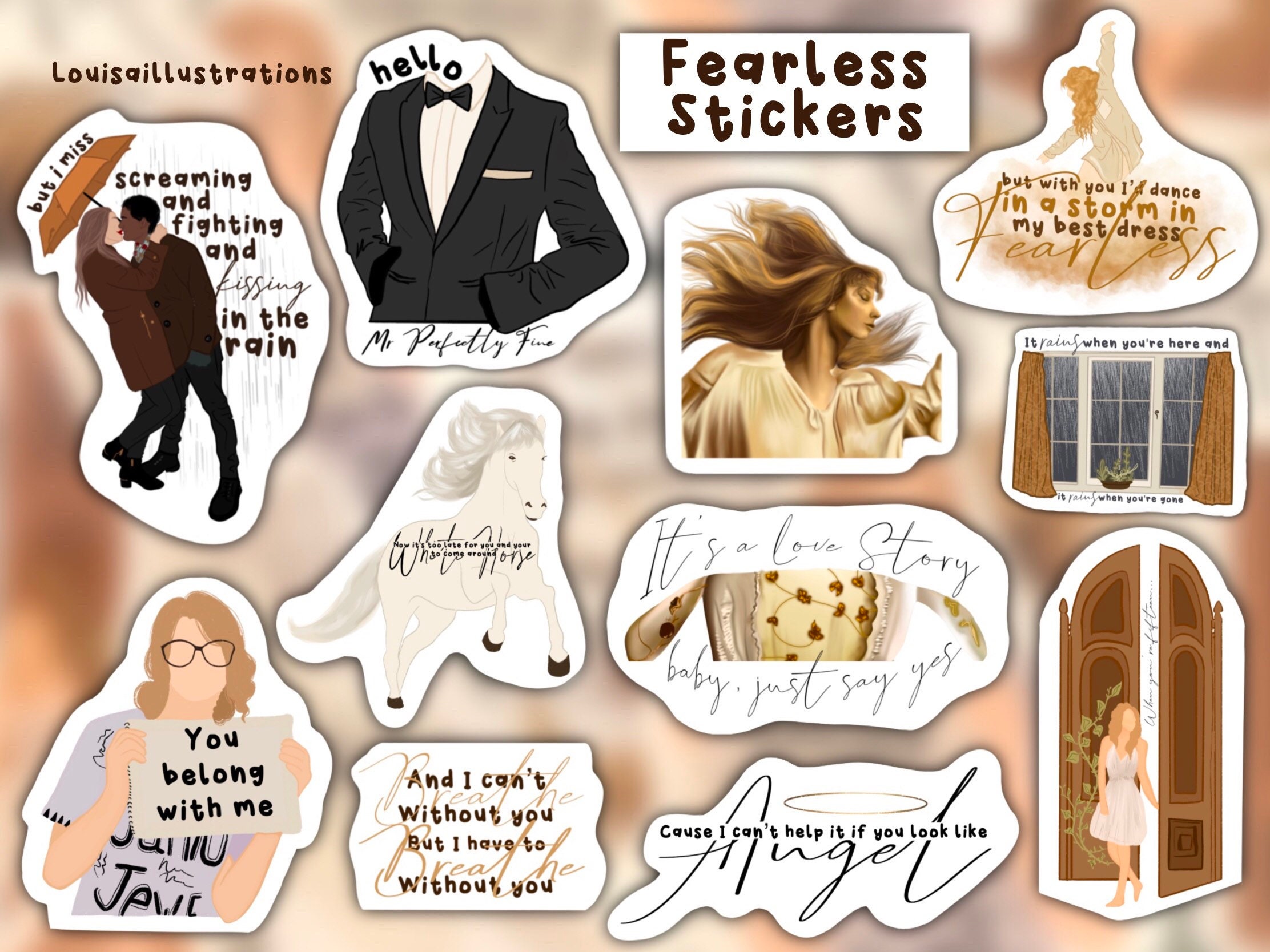 Taylor Swift Inspired Fearless Kiss Cut Vinyl Stickers - Etsy UK