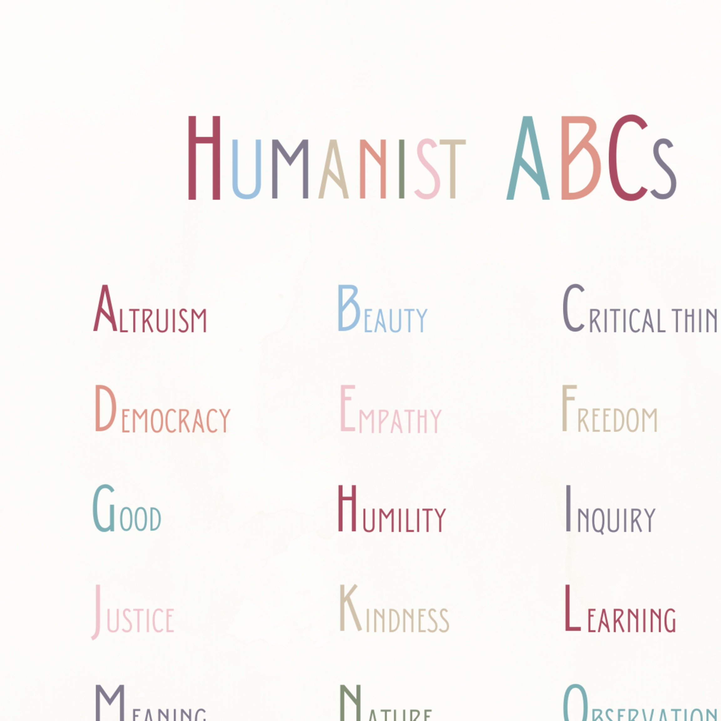 Humanist Abcs Nursery Art | Humanism Alphabet Poster | Humanist Kids ...