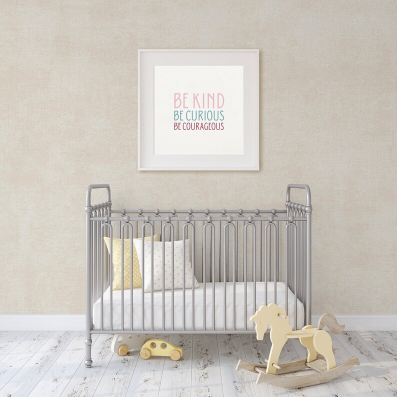 Kind Curious Courageous Art Print | Humanist Kids Decor | Kids Poster ...