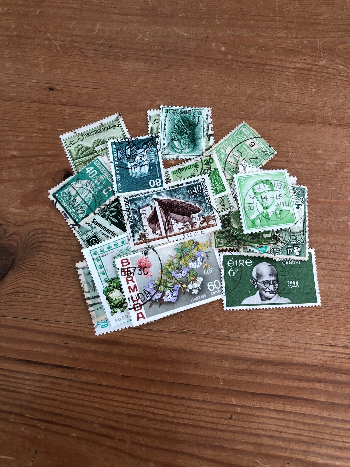Stamps 30 Green Postage Stamps - Etsy UK
