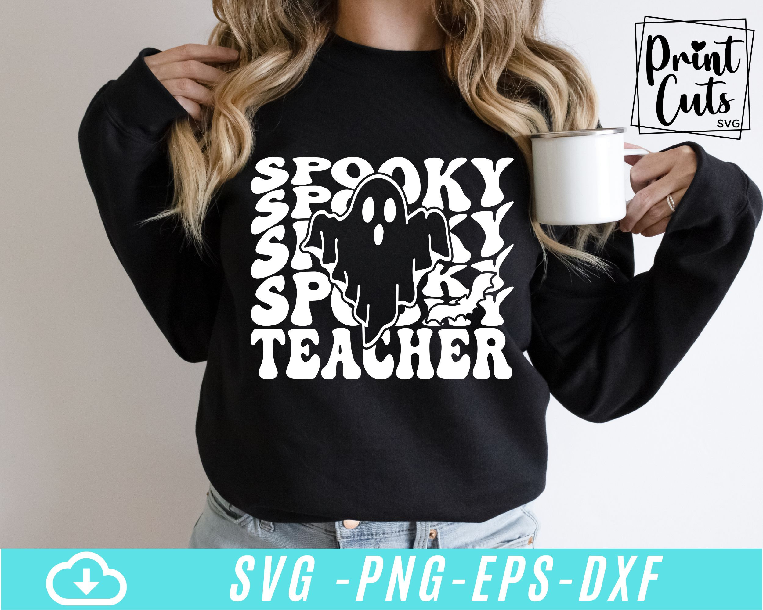 Spooky Teacher Svg, Trick or Teach Svg , Retro Halloween Svg, Spooky ...
