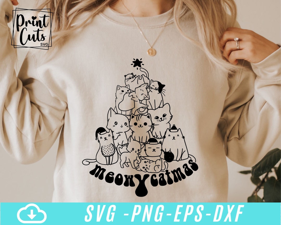 Meowy Catmas Svg, Christmas Cat Svg, Cat Lover Svg, Cat Ornament Svg ...