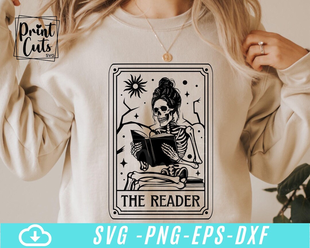 The Reader Tarot Card Svg, Skeleton Reading Svg, the Reader Svg, Mom ...