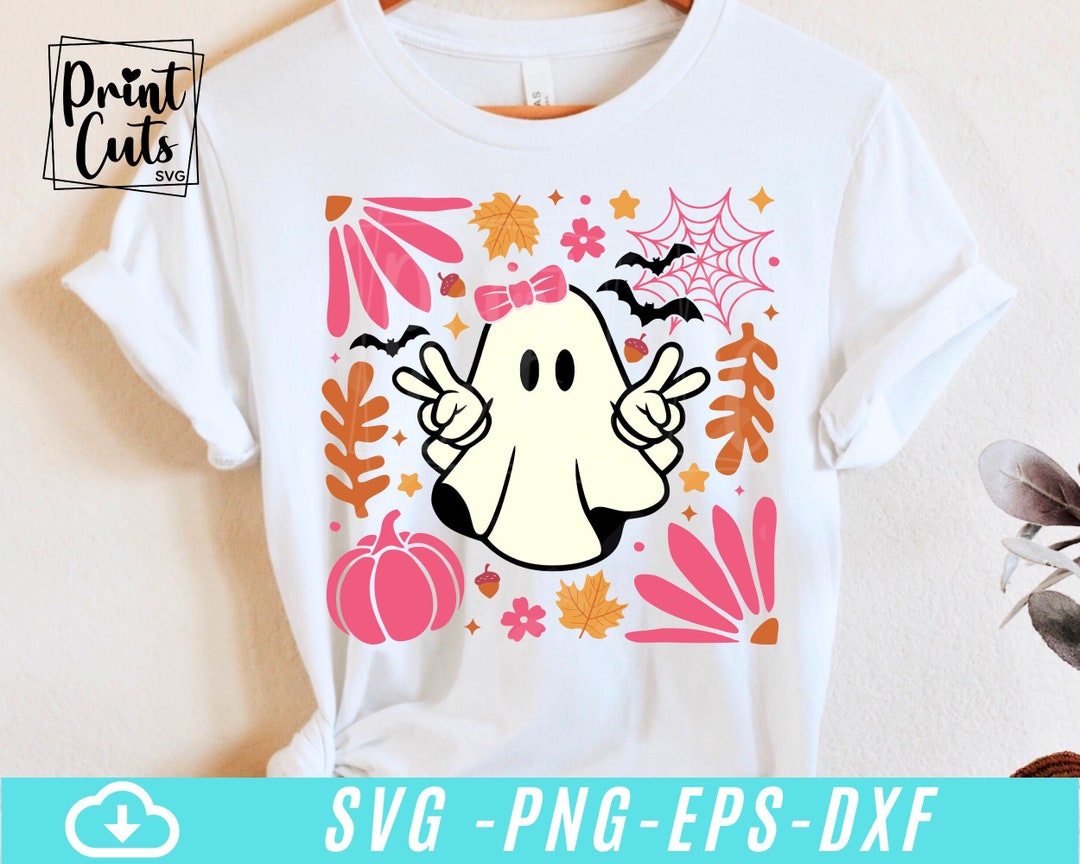 Halloween Pink Ghost Svg, Kids Halloween Costume Svg, Spooky Season Svg ...