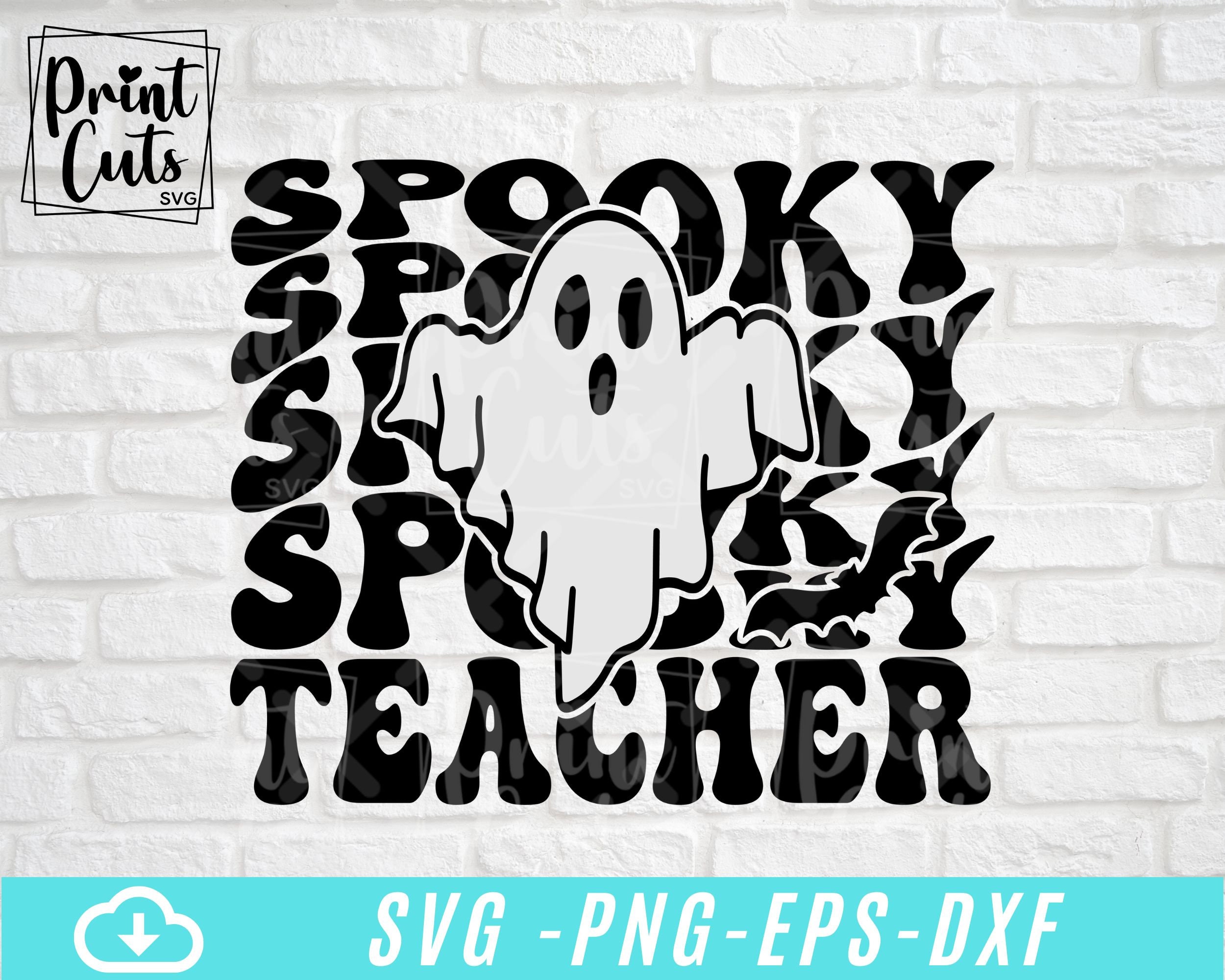 Spooky Teacher Svg, Trick or Teach Svg , Retro Halloween Svg, Spooky ...