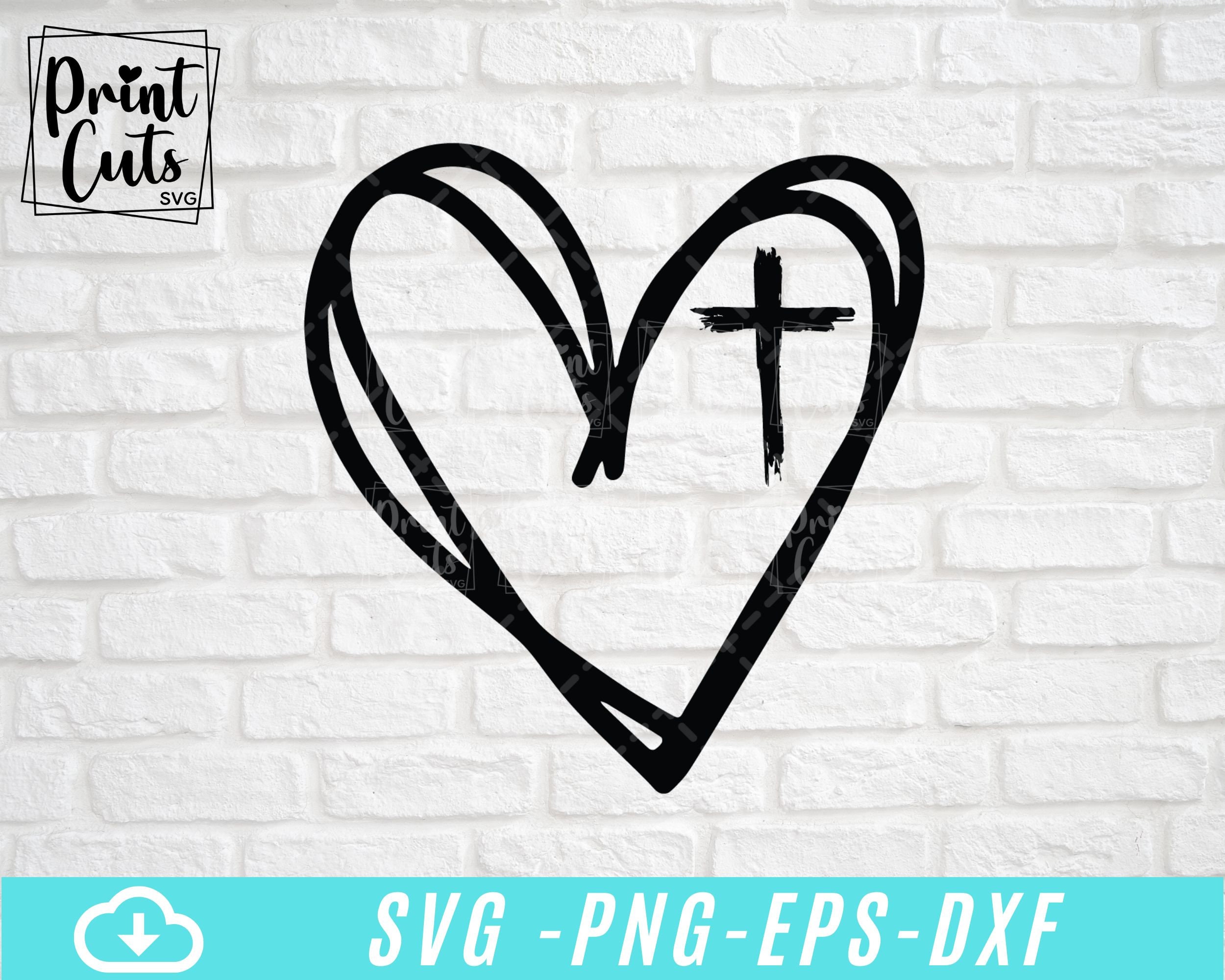 Jesus Heart Cross Svg File, Religious SVG, Instant Download Christian ...