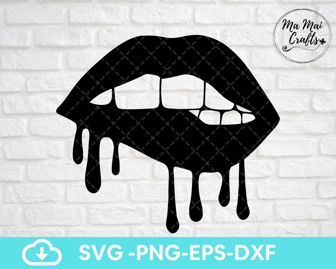 Bite Lip Drip Svg Lips Bite Lips Mouth Dripping Lips Etsy
