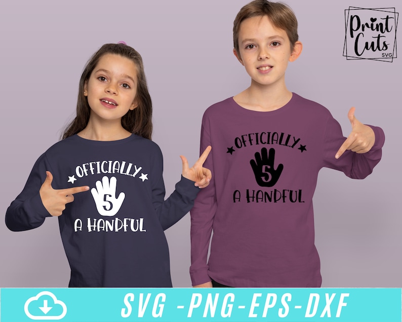 Officially a Handful Svg Fifth Birthday Svg 5th Birthday - Etsy