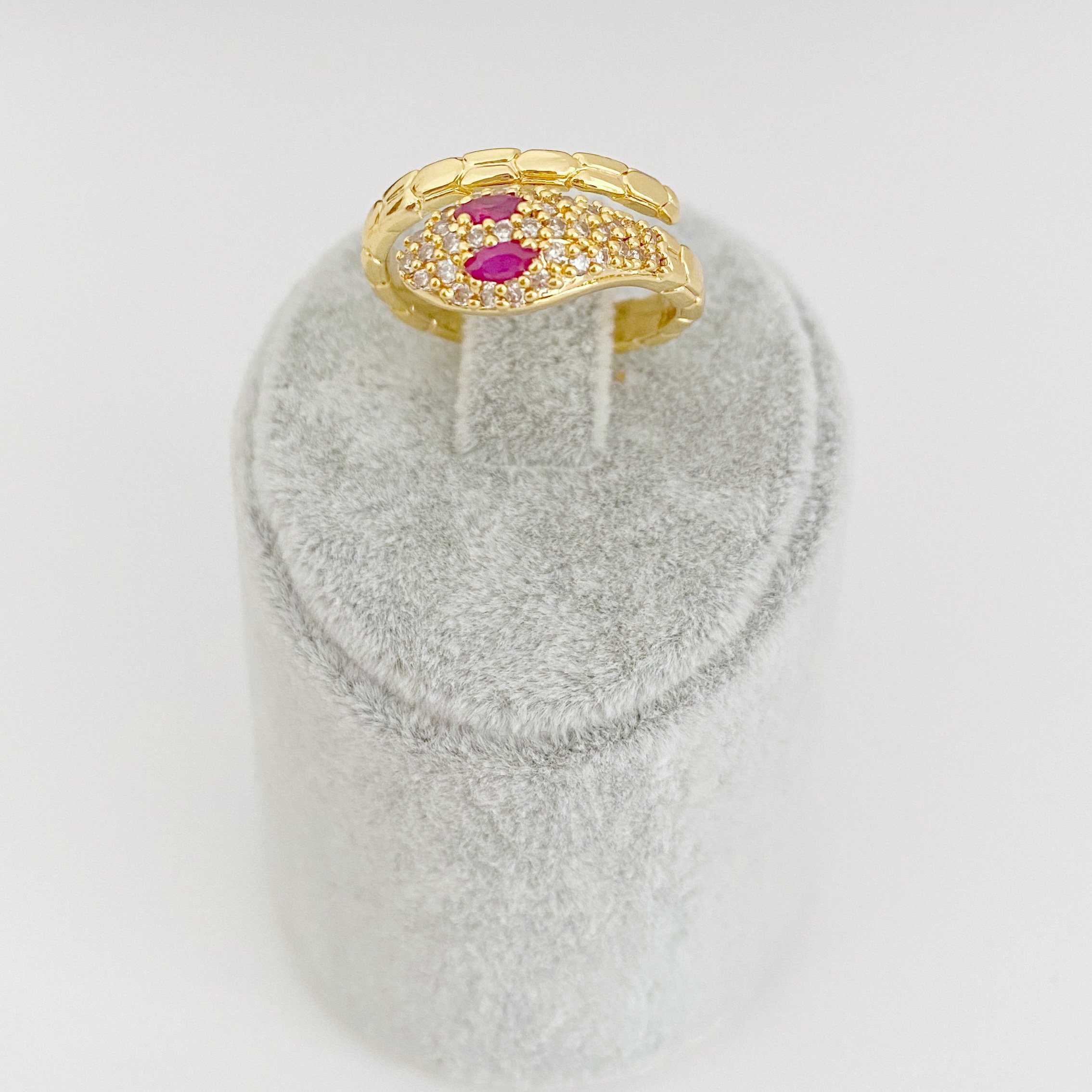 Snake Crystal 18K Gold Minimalist Ring Colorful Zirconia - Etsy